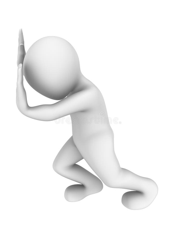 3d man pushes cargo. stock illustration. Illustration of background ...