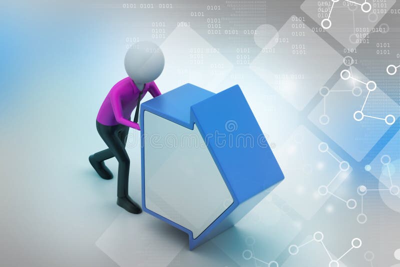 3d man pushing the arrow stock illustration. Illustration of empty ...