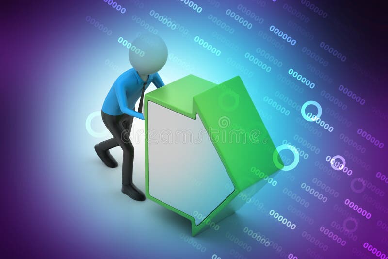 3d Man Push Arrow Concept Stock Illustrations – 162 3d Man Push Arrow ...