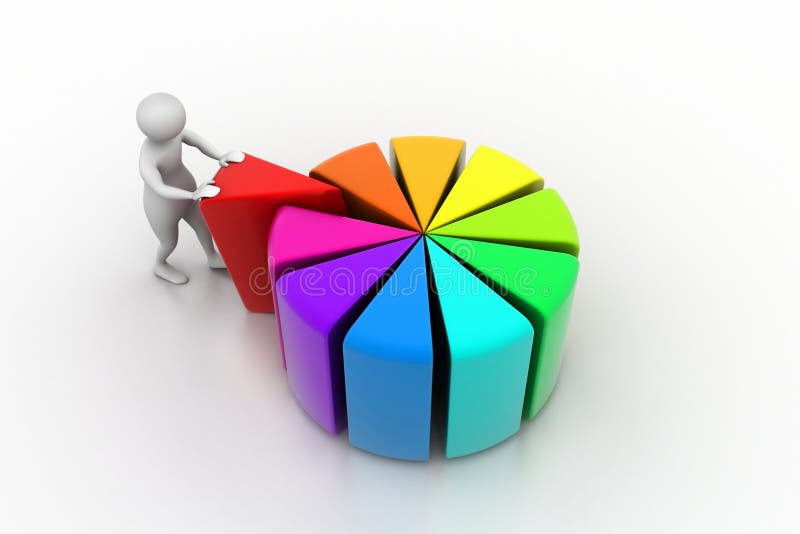 3d man in circular chart stock illustration. Illustration of ...