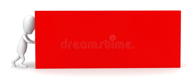 3d Man Pushing Red Rectangular Box Concept Stock Illustration ...