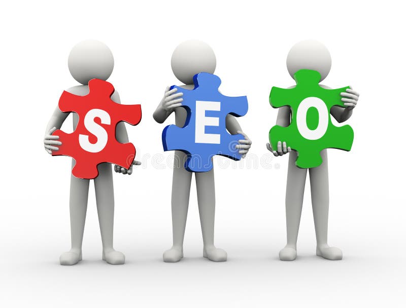 3d man puzzle piece - seo stock illustration. Illustration of optimized ...