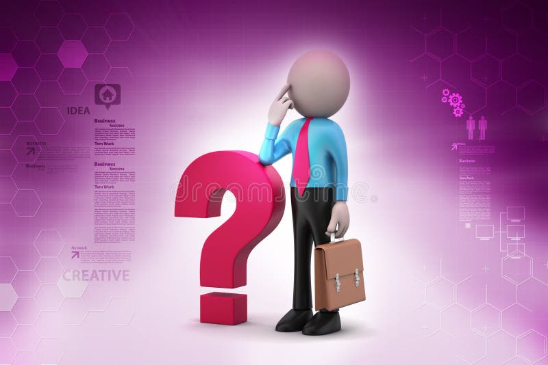 3d man with question mark stock illustration. Illustration of ...