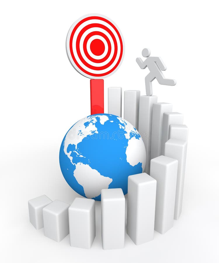 3d Man Reaching Success Goal Stock Illustration - Illustration of ...