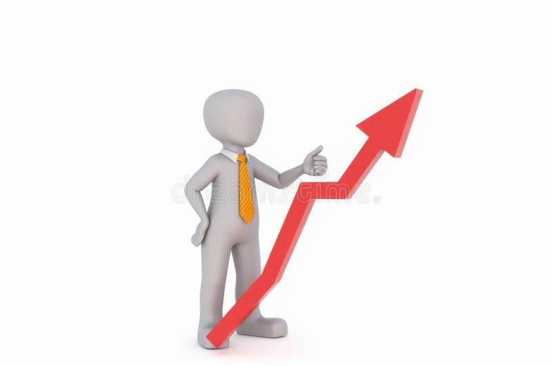 3d Man Red Arrow Success Chart on White Background. Stock Photo - Image ...