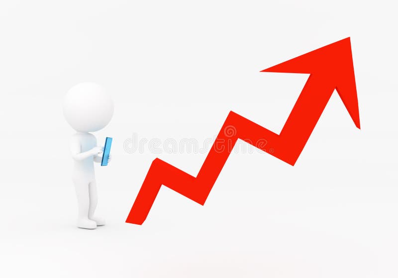 3d Man with Red Arrow on White Background Stock Illustration ...