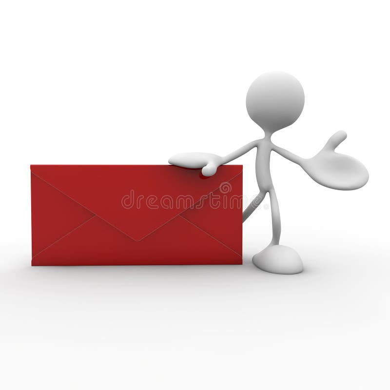 3d man and a red envelope stock illustration. Illustration of three ...