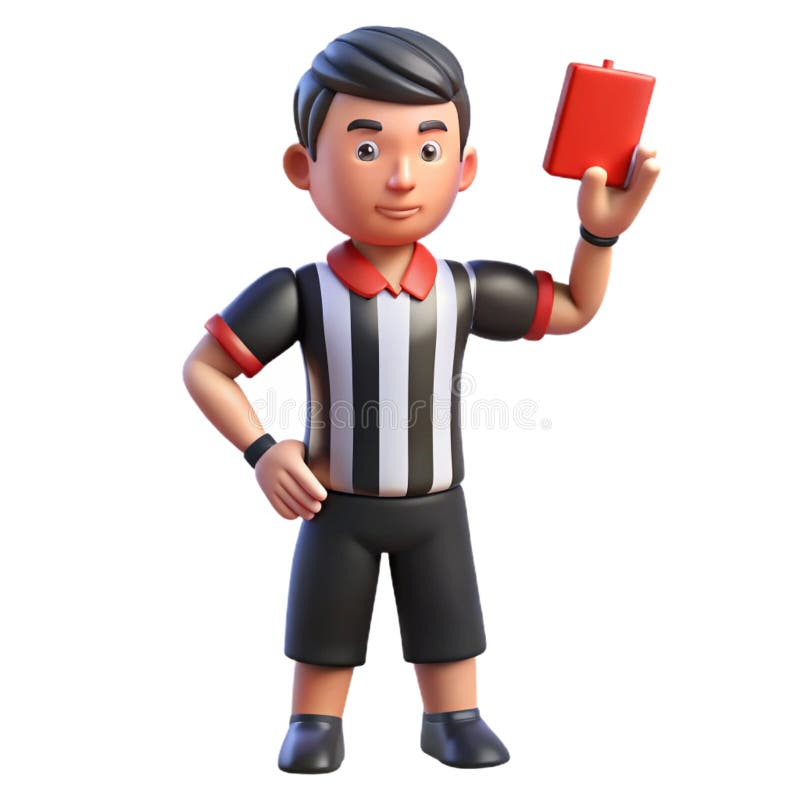 3D Man Referee with Red Card Isolated on White Stock Illustration ...