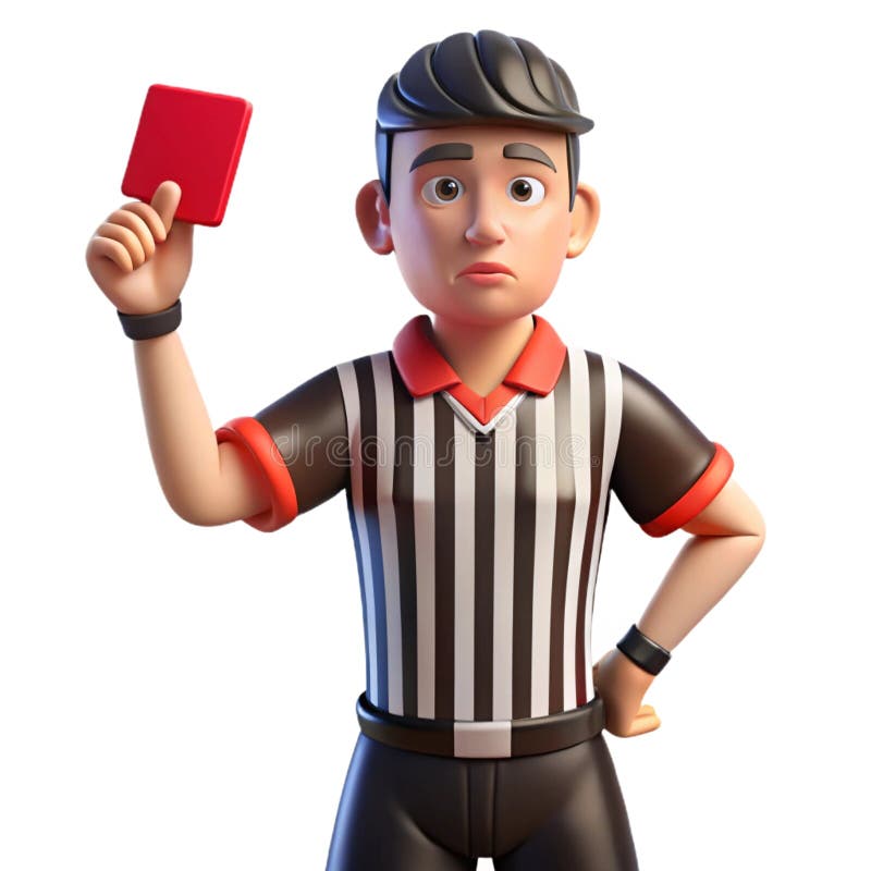 3D Man Referee with Red Card Isolated on White Stock Illustration ...