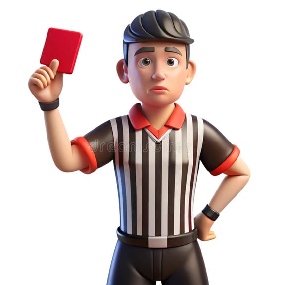 3D Man Referee with Red Card Isolated on White Stock Illustration ...