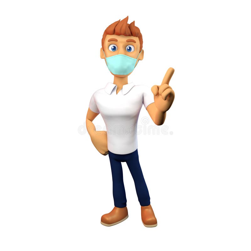 3D Cartoon Character with a Mask Stock Illustration - Illustration of ...