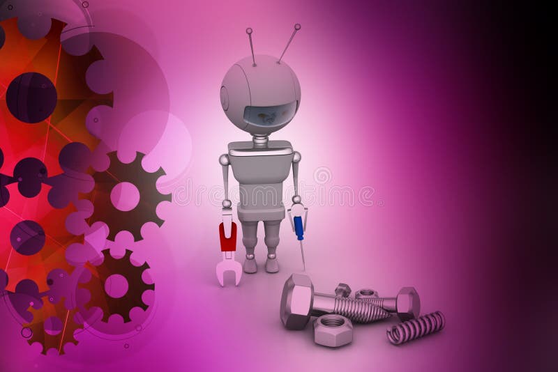 3d Man with Repairing Concept Stock Illustration - Illustration of ...