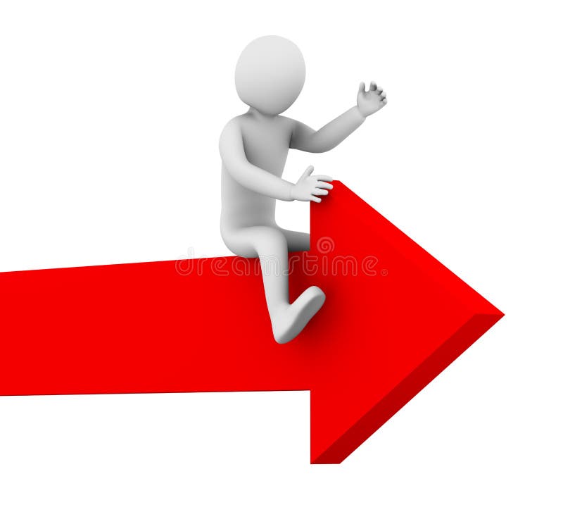 3d man ride on arrow stock illustration. Illustration of character ...