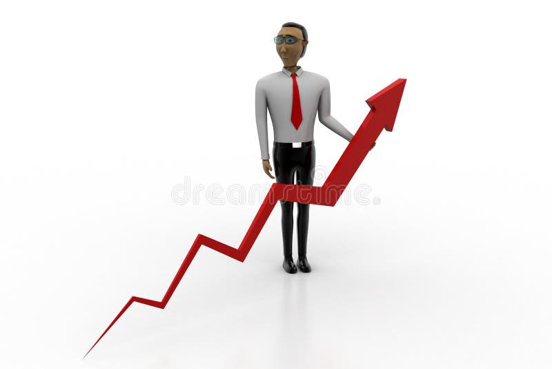 3d man with rising arrow stock illustration. Illustration of profit ...
