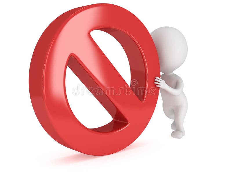 3D man with forbidden sign stock illustration. Illustration of human ...