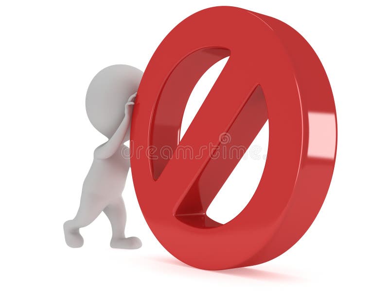 3D man with forbidden sign stock illustration. Illustration of human ...