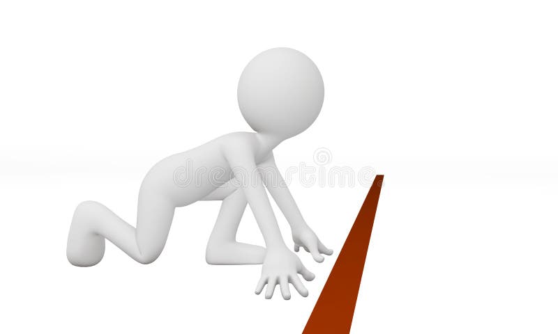 3d Man Runner at Start Line Stock Illustration - Illustration of ...