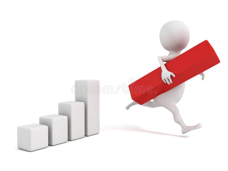 3d Man Running with Best Part of Business Bar Chart Stock Illustration ...