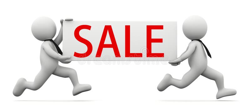 3d Man Running with Discount Sign Stock Illustration - Illustration of ...