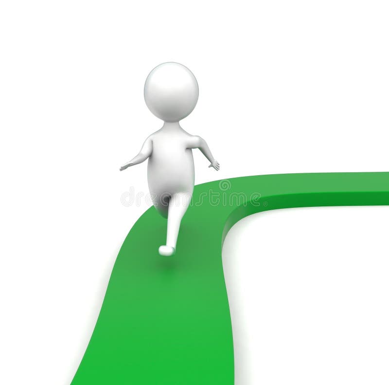 3d Man Running on a Green Path Concept Stock Illustration ...