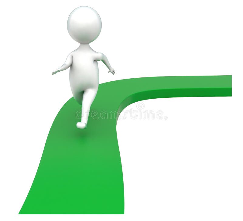 3d Man Running on Green Path Concept Stock Illustration - Illustration ...
