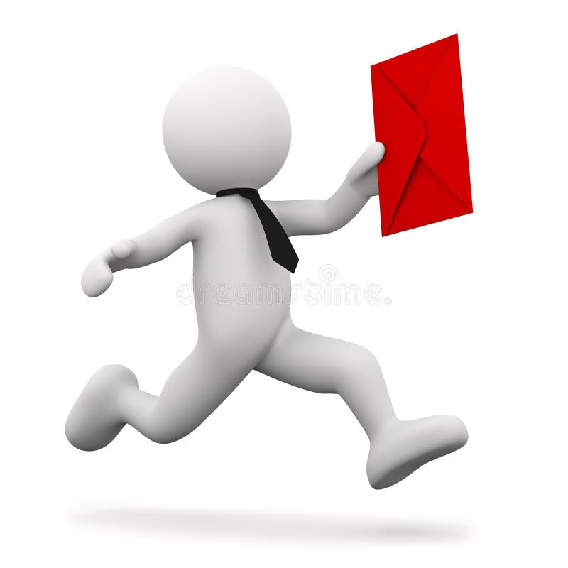 3d Man Running with Red Letter Stock Illustration - Illustration of ...