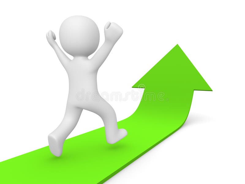 3d Man Running on the Rising Arrow. Stock Illustration - Illustration ...