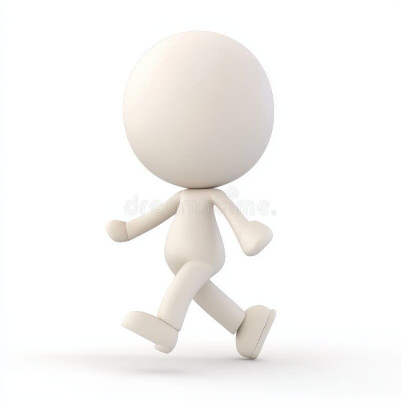 A 3D Man is Running with a Surprised Expression on His Face Stock ...