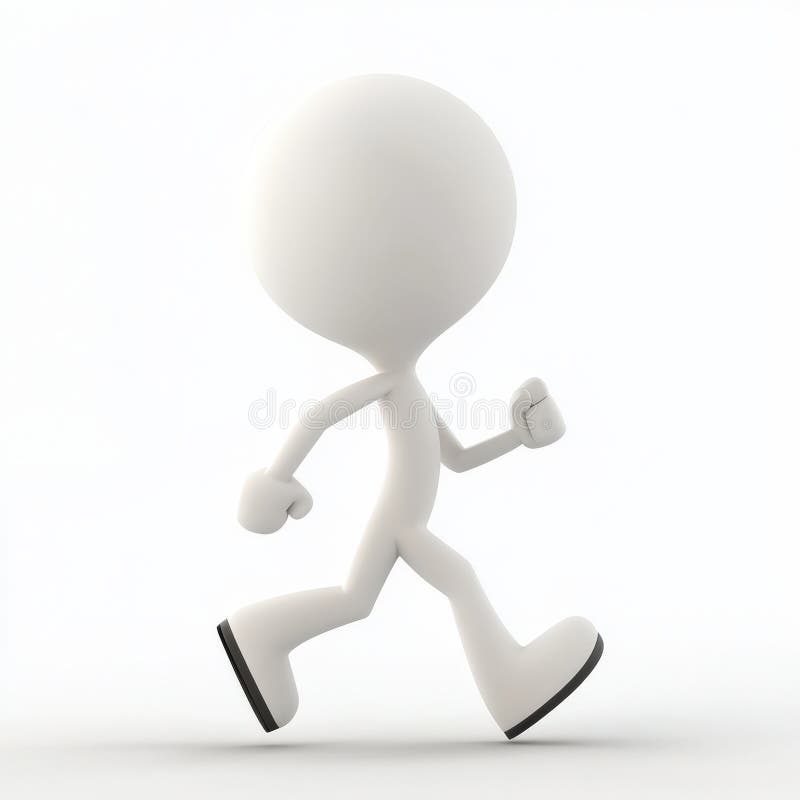 A 3D Man is Running with a Surprised Expression on His Face Stock ...
