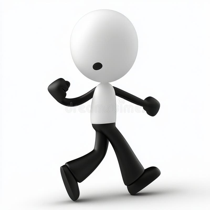 A 3D Man is Running with a Surprised Expression on His Face Stock Image ...