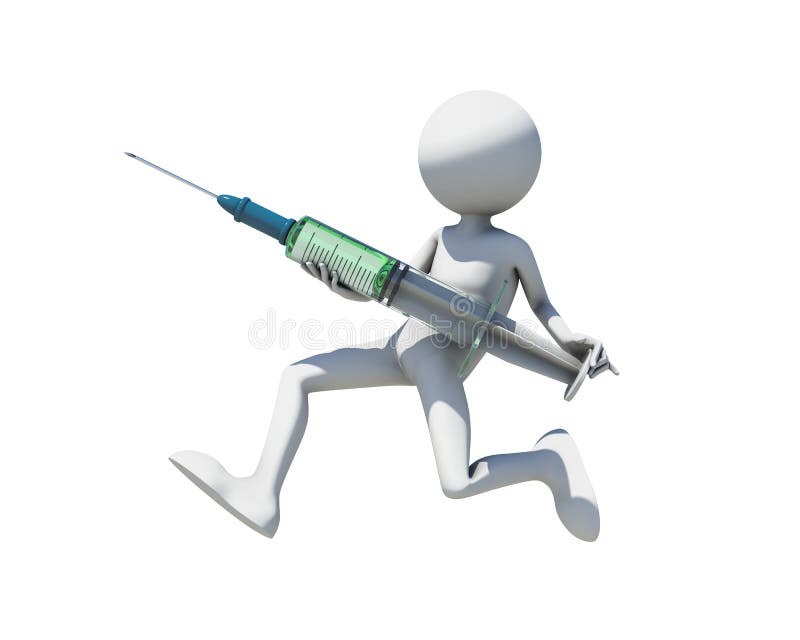 3d Man Running Vith a Syringe Stock Illustration - Illustration of ...