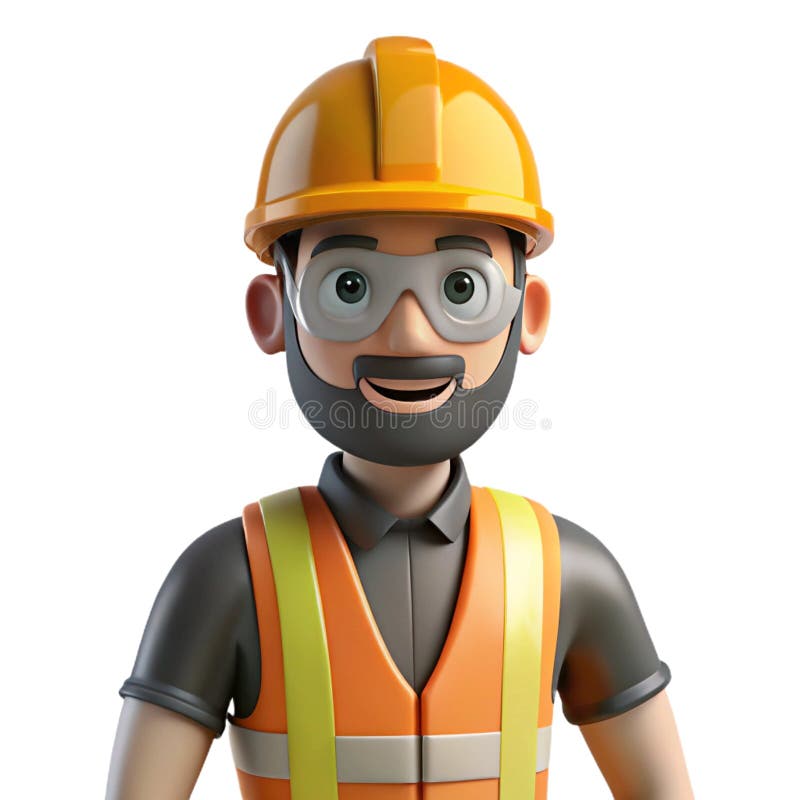 3D Man with Safety Equipment on White Background Stock Illustration ...