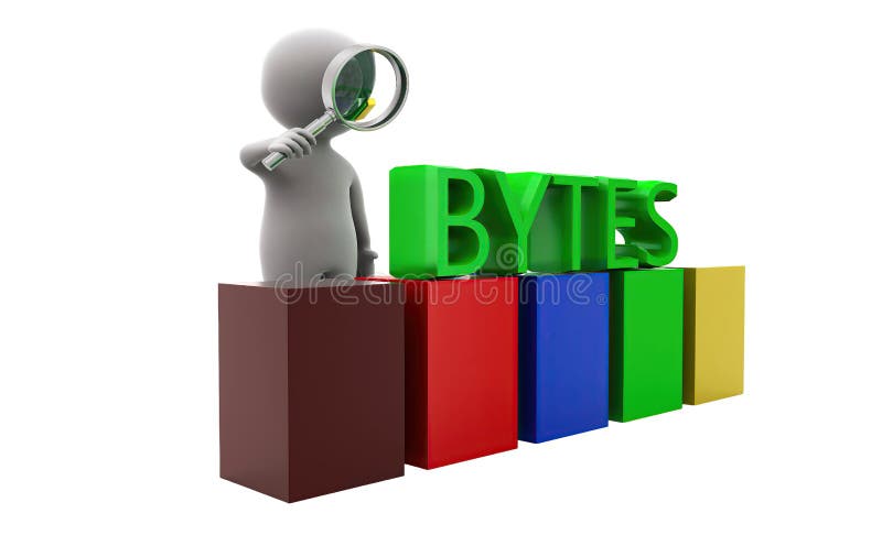 3d Man Searching Bytes Concept Stock Illustration - Illustration of ...