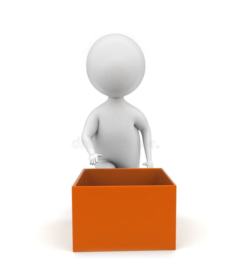 3d Man Searching Inside Box Concept Stock Illustration - Illustration ...