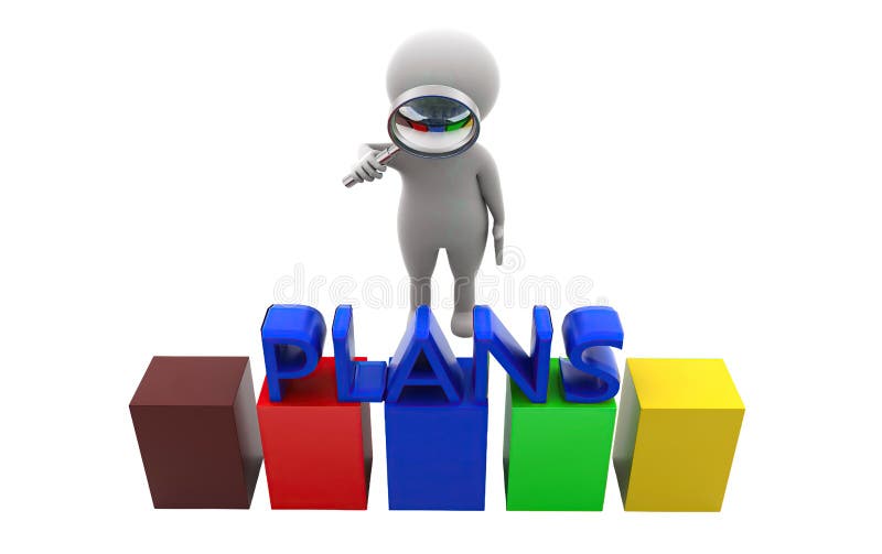 3d Man Searching Plan Concept Stock Illustration - Illustration of ...