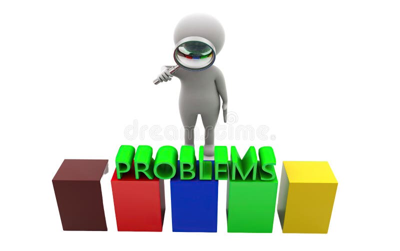 3d Man Searching Problems Concept Stock Illustration - Illustration of ...