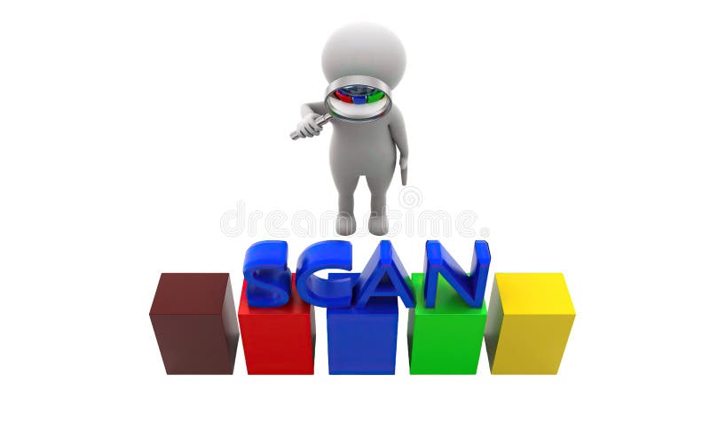 3d Man Searching Scan Concept Stock Illustration - Illustration of ...