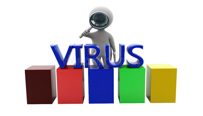 3d Man Searching Virus Concept Stock Illustration - Illustration of ...