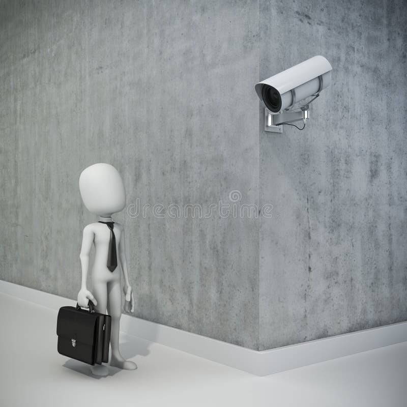 3d man and security camera stock illustration. Illustration of person ...
