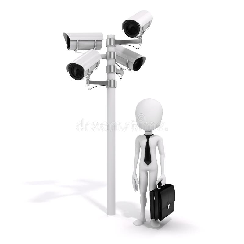 3d man and security camera stock illustration. Illustration of camera ...