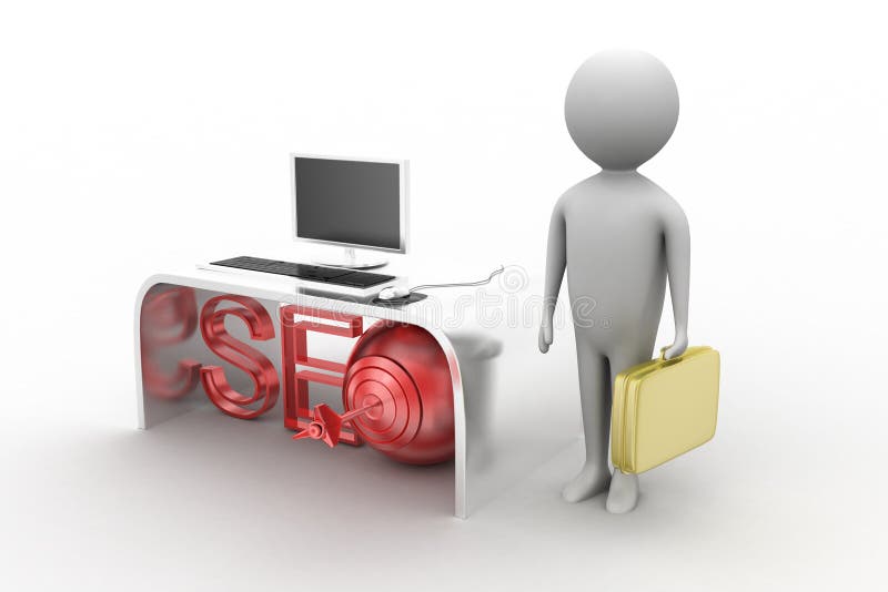 3d People and SEO. Business Metaphor Stock Illustration - Illustration ...