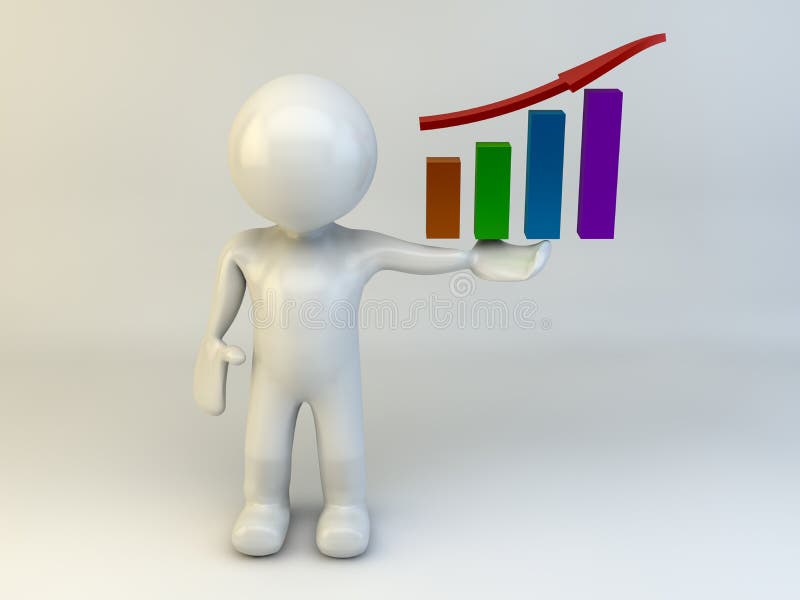 3D man show chart stock illustration. Illustration of human - 31782616