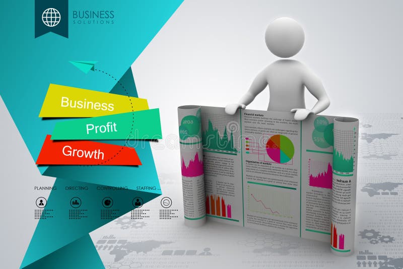 3d Man Showing the Business Report Stock Illustration - Illustration of ...