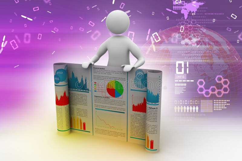 3d Man Showing the Business Report Stock Illustration - Illustration of ...