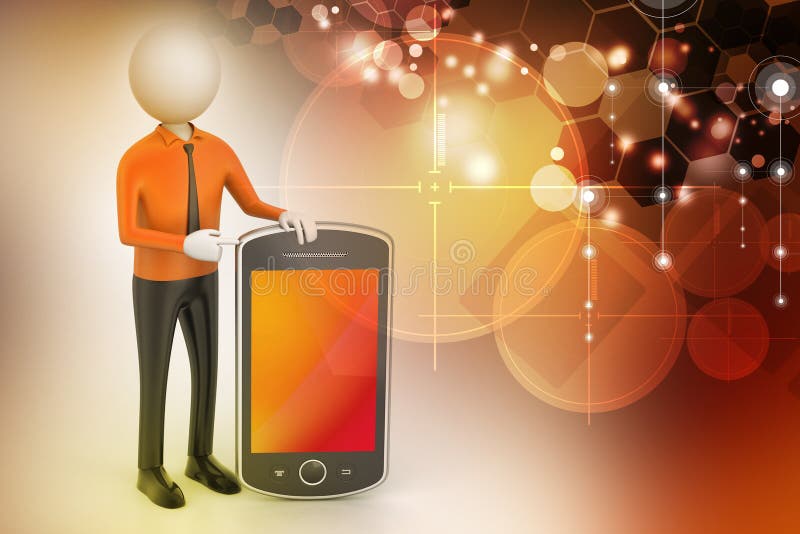 3d Man Showing the Tablet Computer Stock Illustration - Illustration of ...