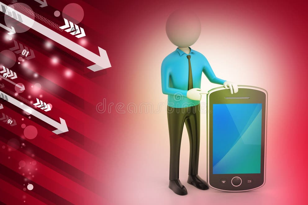3d Man Showing the Tablet Computer Stock Illustration - Illustration of businessman, person ...