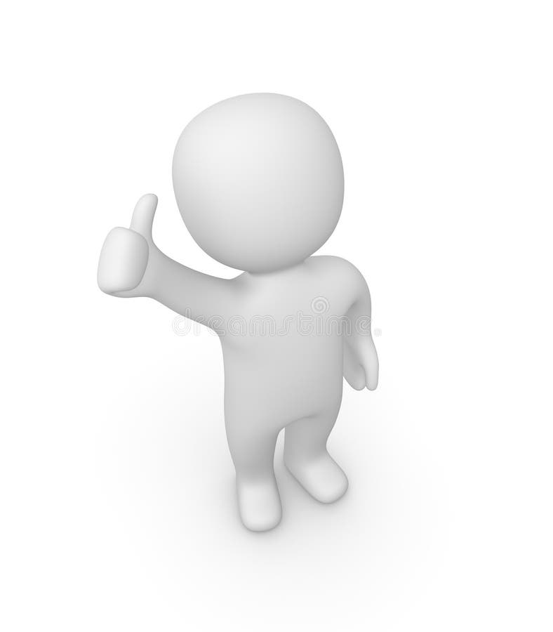 3d Man Showing Thumbs Up Sign Stock Illustration - Illustration of ...