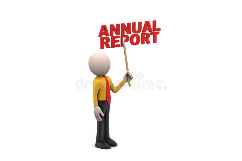 3d Man Shows the Annual Report Stock Illustration - Illustration of ...