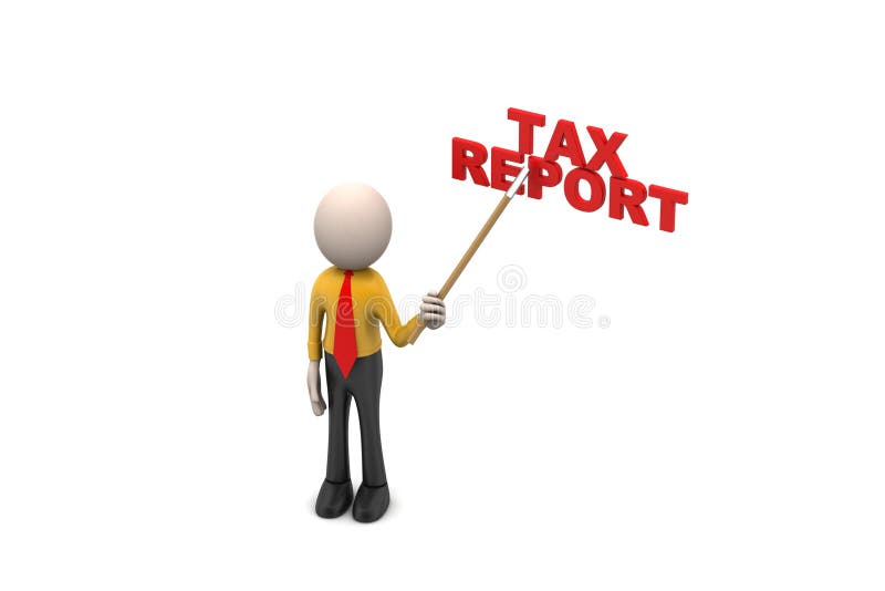 3d Man Shows the Tax Report Stock Illustration - Illustration of male ...