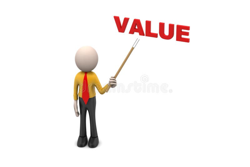 3d Man Shows the Value Text Stock Illustration - Illustration of area ...